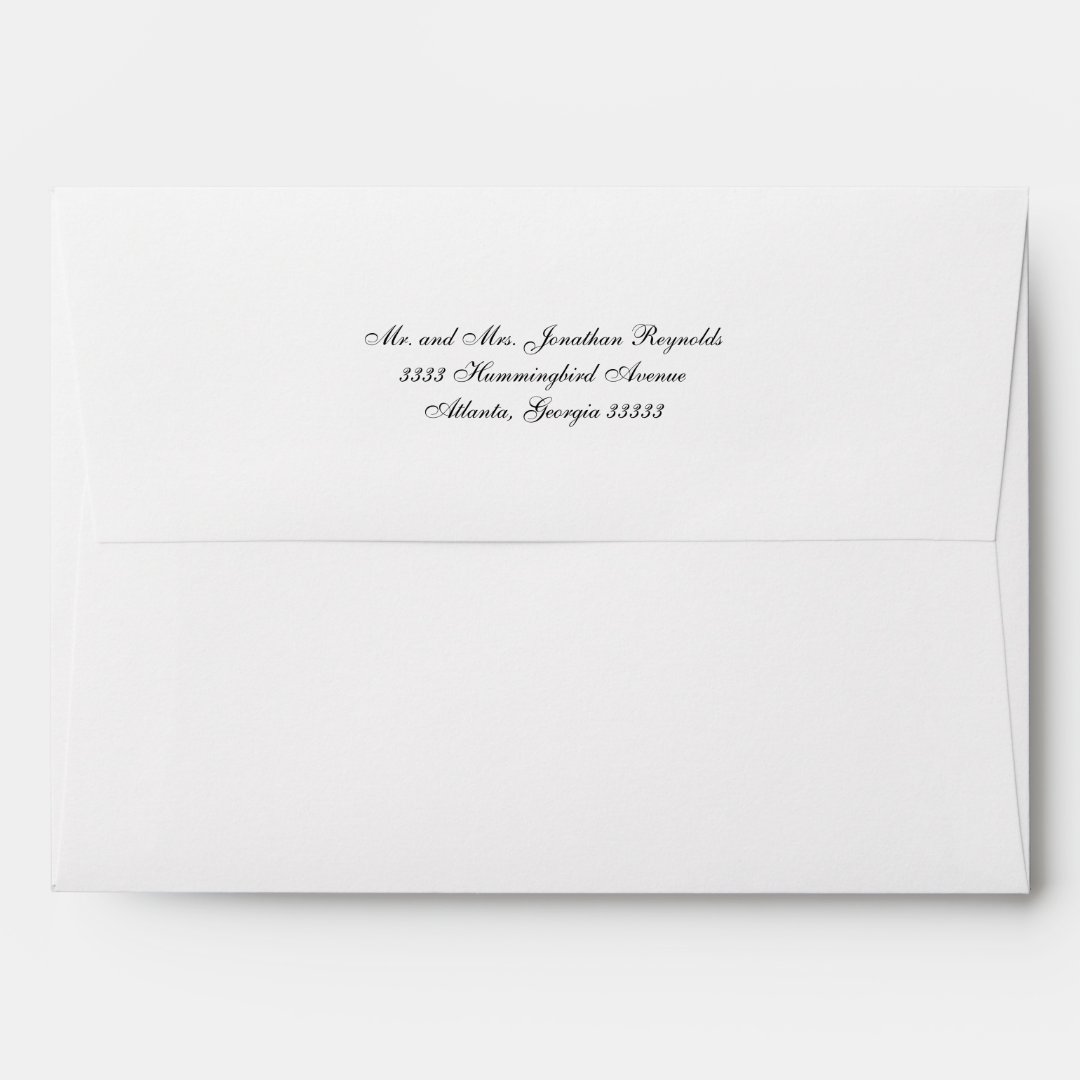 Elegant Script Back Flap Wedding Return Address Envelope | Zazzle