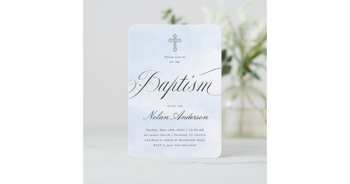 Elegant Script Baptism Invitation | Zazzle