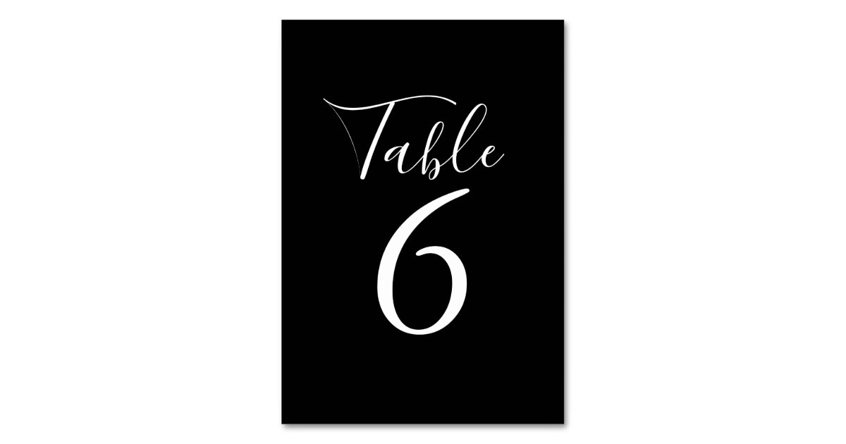 Elegant Script Black And White Table Numbers | Zazzle