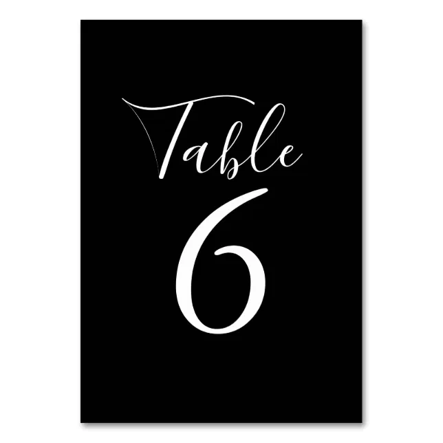 Elegant Script Black And White Table Numbers | Zazzle