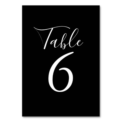 Elegant Script Black And White Table Numbers | Zazzle