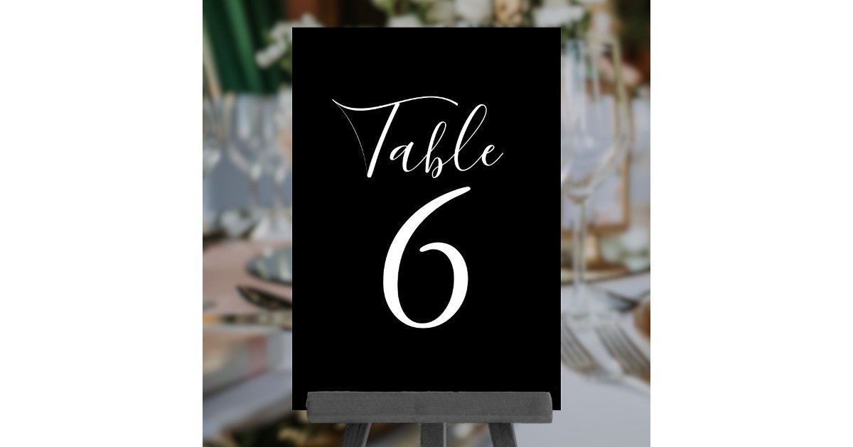 Elegant Script Black And White Table Numbers | Zazzle