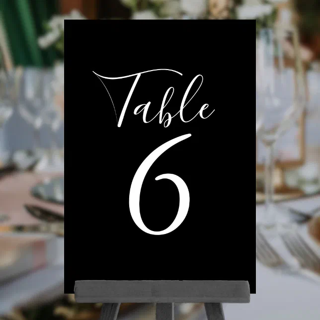 Elegant Script Black And White Table Numbers | Zazzle