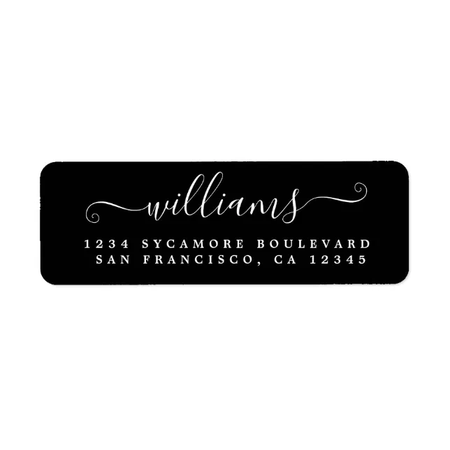 Elegant Script Black Family Return Address Label | Zazzle