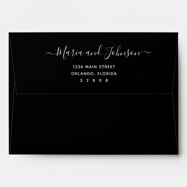 Elegant Script Black Return Address Envelope | Zazzle