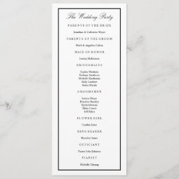 Elegant Script Black Thick Border Wedding Program | Zazzle