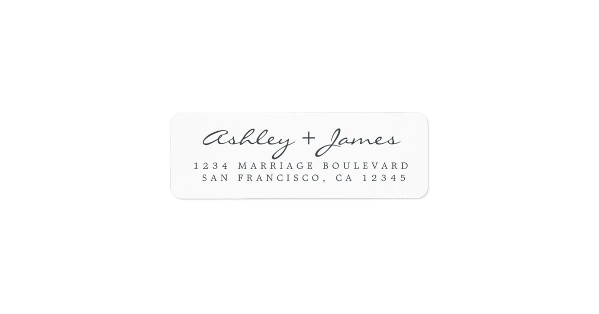 Elegant Script Black White Wedding Return Address Label | Zazzle