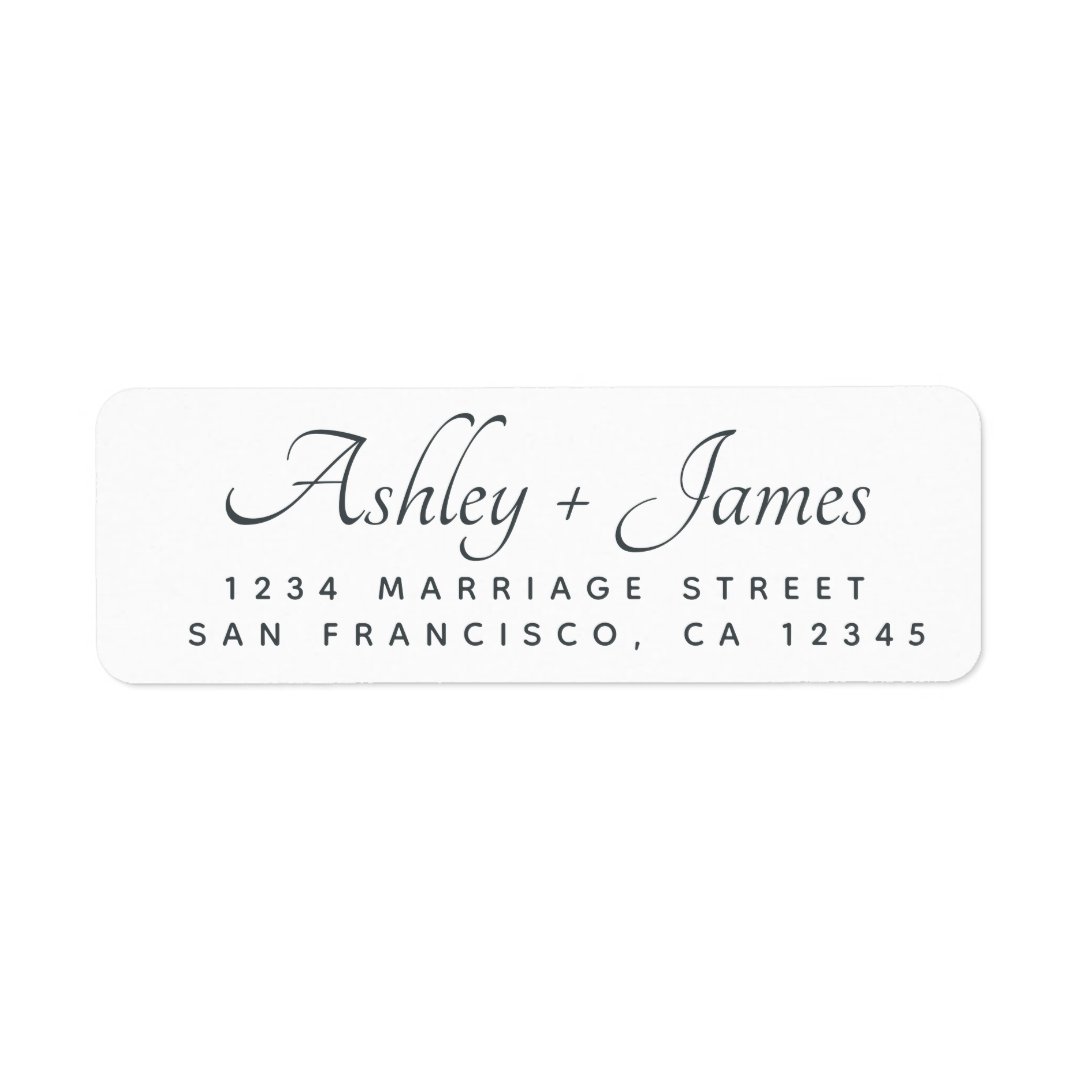 Elegant Script Black White Wedding Return Address Label | Zazzle