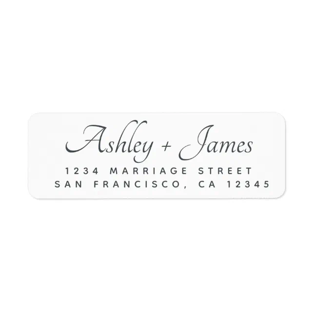 Elegant Script Black White Wedding Return Address Label | Zazzle