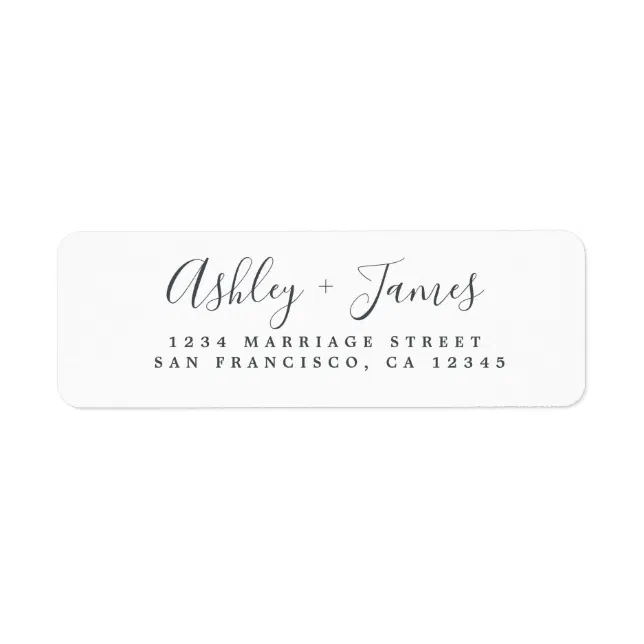 Elegant Script Black White Wedding Return Address Label | Zazzle