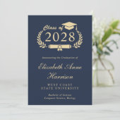 Elegant Script Blue College Graduation Announcement | Zazzle