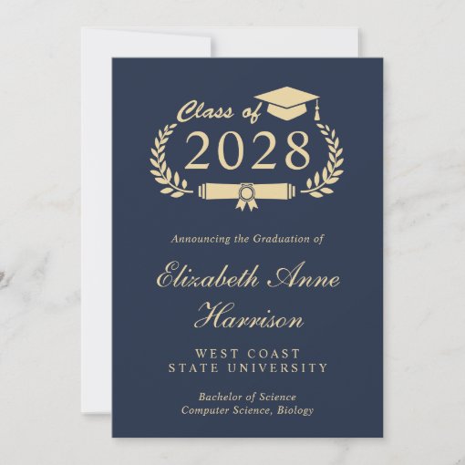 Elegant Script Blue College Graduation Party Invitation | Zazzle
