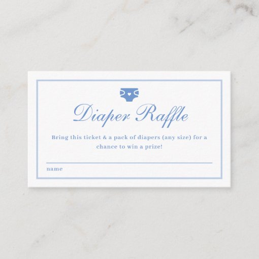 Elegant Script Blue Diaper Raffle Baby Shower Enclosure Card | Zazzle