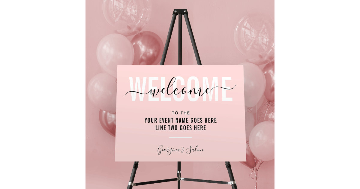 Elegant Script Blush Pink Business Welcome Sign | Zazzle