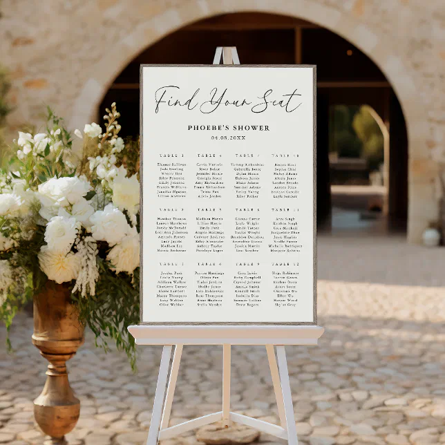 Elegant Script Bridal Shower Seating Chart | Zazzle