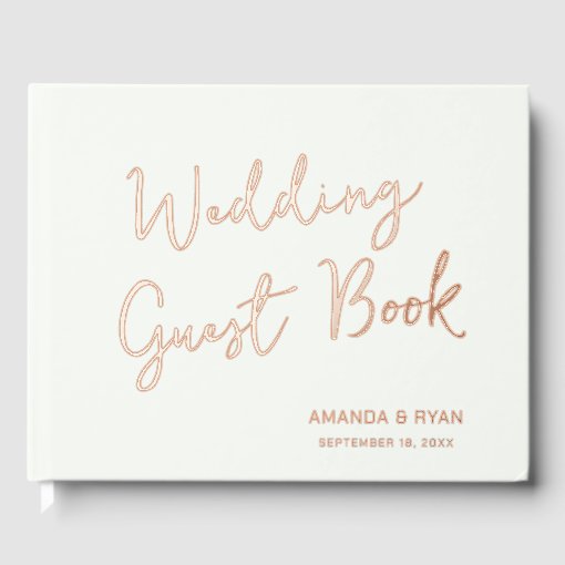 Elegant Script Bride Groom Wedding Foil Guest Book | Zazzle