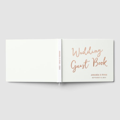 Elegant Script Bride Groom Wedding Foil Guest Book | Zazzle