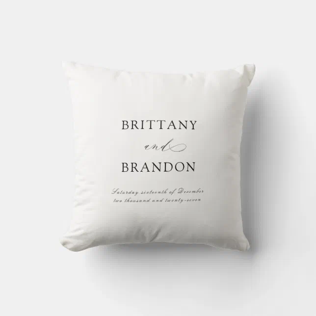 Elegant Script Bride & Groom Wedding Throw Pillow | Zazzle