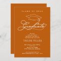 Elegant Script Burnt Orange Graduation Invitation | Zazzle