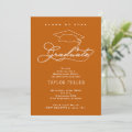 Elegant Script Burnt Orange Graduation Invitation | Zazzle