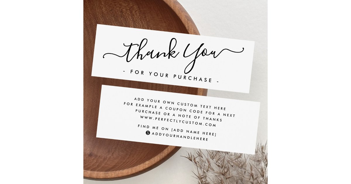 Elegant script business thank you insert card | Zazzle