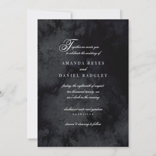 Elegant Script Calligraphy Goth Wedding Invitation | Zazzle