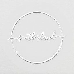 Elegant Script Calligraphy Last Name Embosser | Zazzle