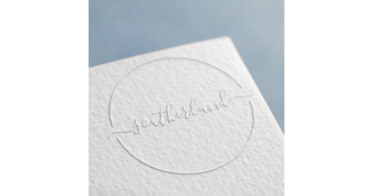 Elegant Script Calligraphy Last Name Embosser | Zazzle