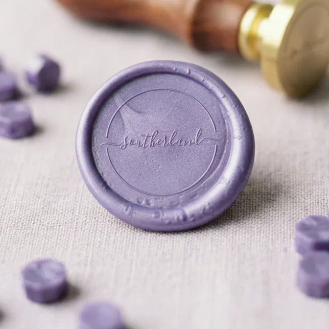 Elegant Script Calligraphy Last Name Wax Seal Stamp | Zazzle