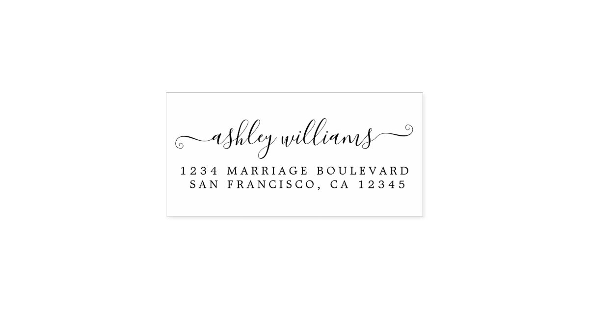 Elegant Script Calligraphy Name Address Self-inking Stamp | Zazzle