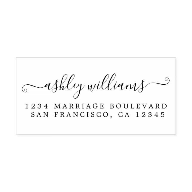 Elegant Script Calligraphy Name Address Self-inking Stamp | Zazzle