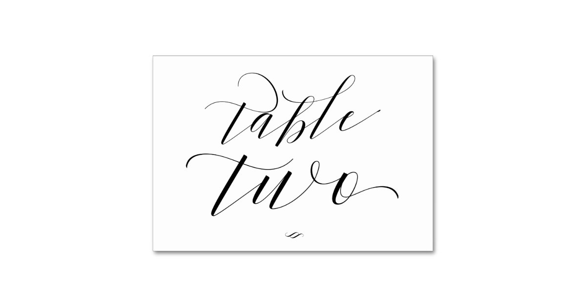 Elegant Script Calligraphy Table Two Reception Table Number | Zazzle