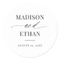 Elegant Script Calligraphy Wedding Favor Classic Round Sticker | Zazzle