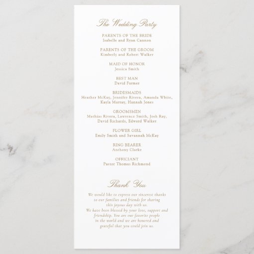 Elegant Script Calligraphy Wedding Program | Zazzle