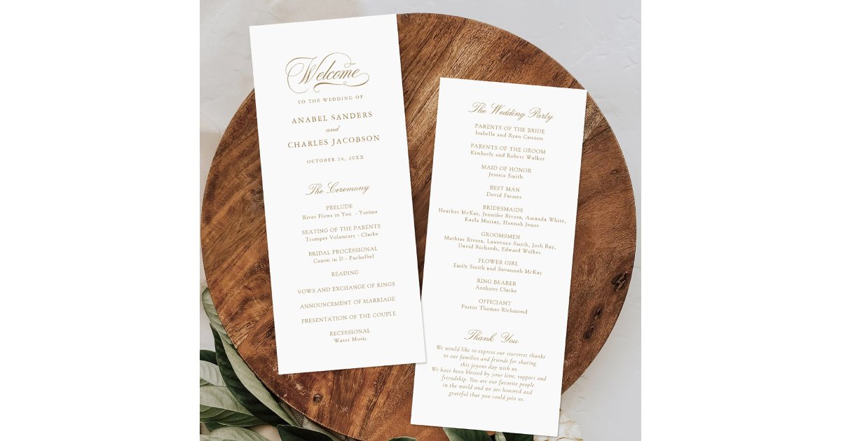Elegant Script Calligraphy Wedding Program | Zazzle