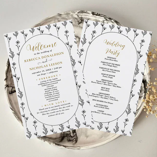 Elegant Script Calligraphy Wedding Program | Zazzle