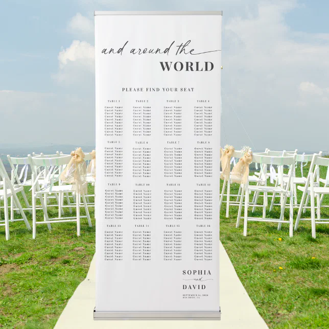 Elegant Script Calligraphy Wedding Seating Chart Retractable Banner ...