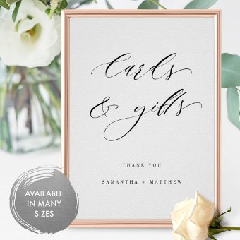 Elegant Script, Cards and Gifts Wedding Sign | Zazzle