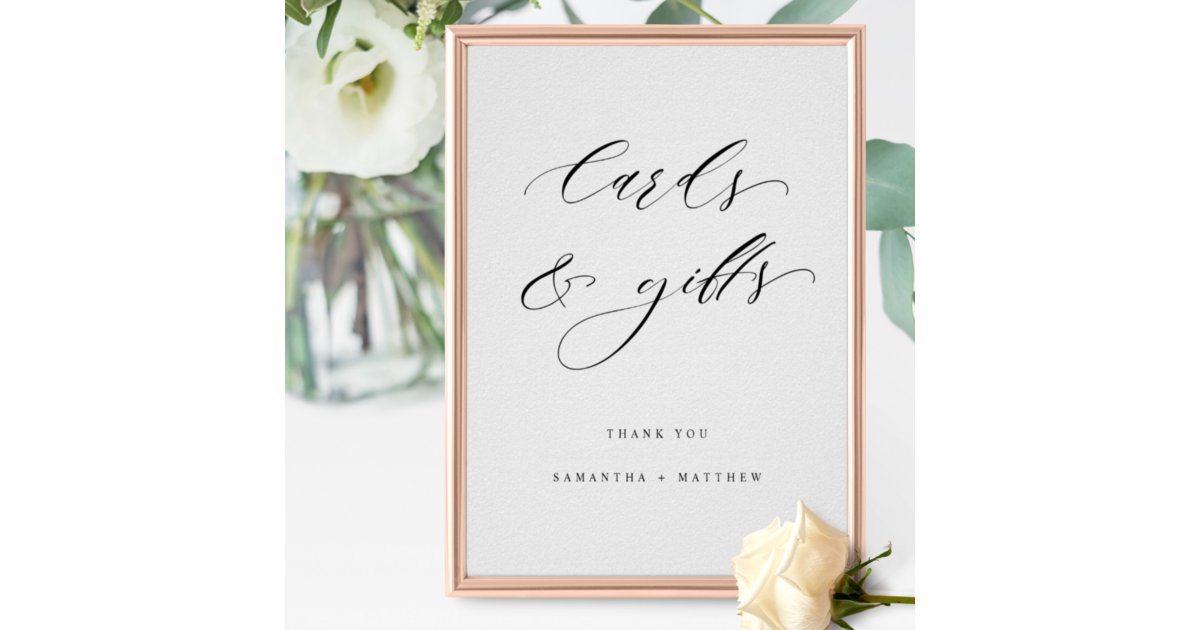 Elegant Script, Cards and Gifts Wedding Sign | Zazzle