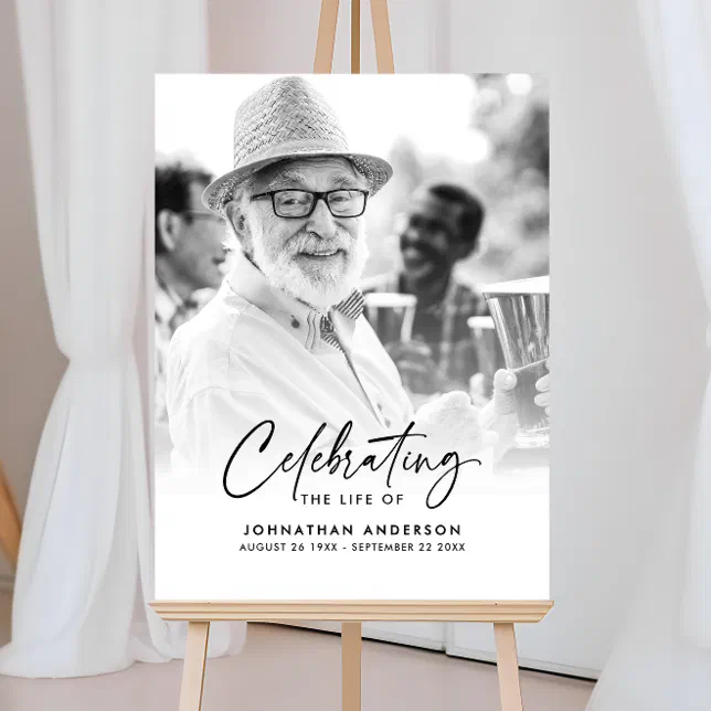 Elegant Script Celebration Of Life Memorial Photo Foam Board | Zazzle