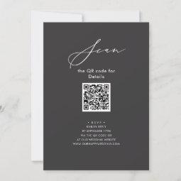 Elegant Script Chic Grey Rehearsal Dinner QR code Invitation | Zazzle