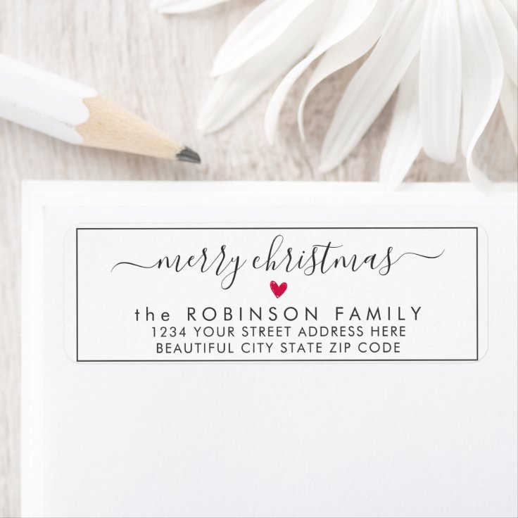 Elegant Script Christmas Return Address Label | Zazzle