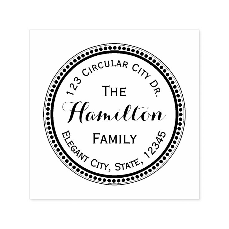 Elegant Script Circle Dot Round Address Stamp | Zazzle