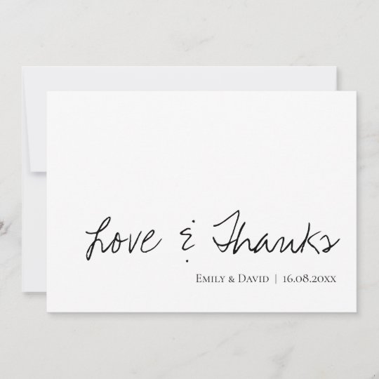 Elegant Script Classy Black & White Love & Thanks Thank You Card ...