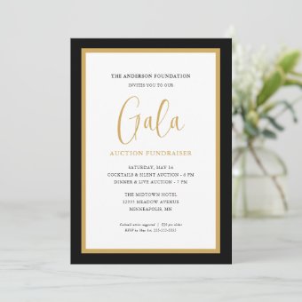 Elegant Script Corporate Gala Fundraiser Invitation | Zazzle