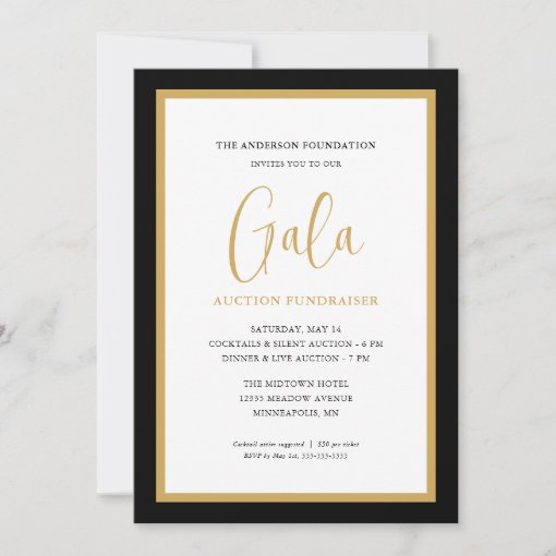 Elegant Script Corporate Gala Fundraiser Invitation | Zazzle