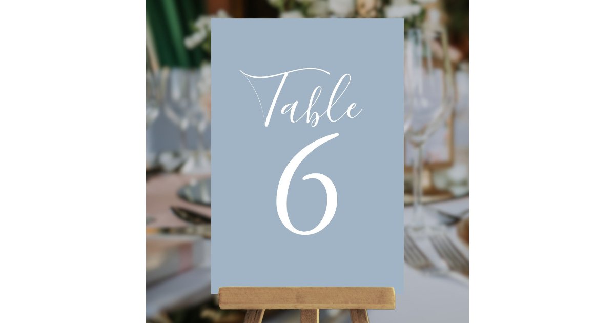 Elegant Script Dusty Blue Table Numbers | Zazzle