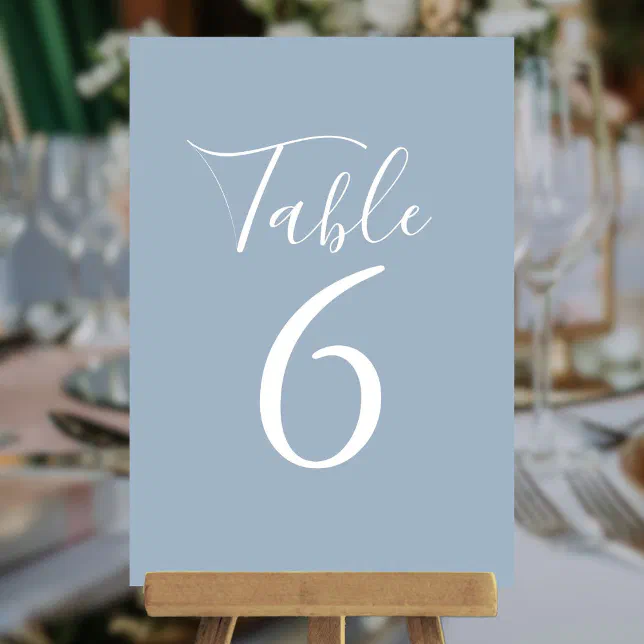 Elegant Script Dusty Blue Table Numbers | Zazzle