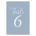 Elegant Script Dusty Blue Table Numbers | Zazzle