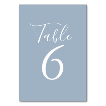 Elegant Script Dusty Blue Table Numbers | Zazzle